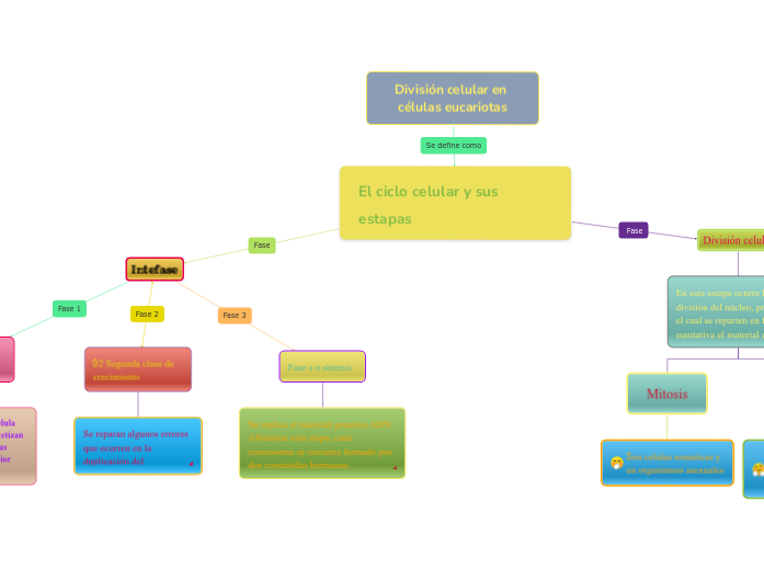 División celular en células eucariotas - Mind Map